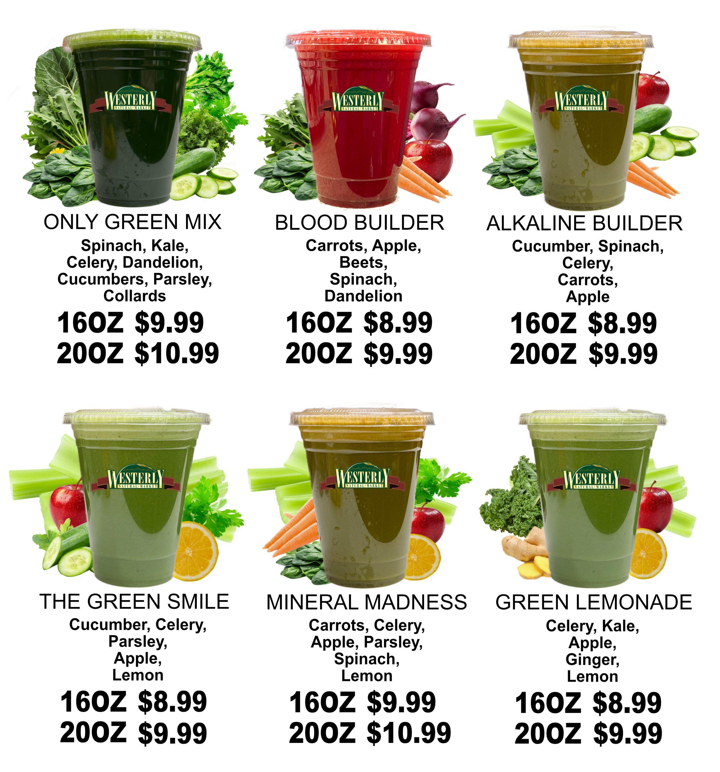 Juice Bar Menu - Westerly Natural Market
